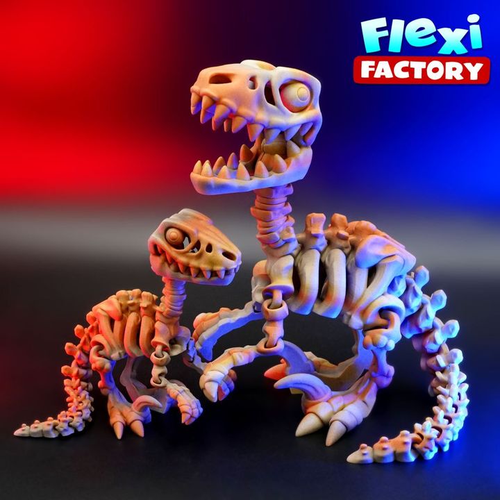 3D Printable Flexi Factory Skeleton Raptor Dinosaur (Velociraptor) by Flexi Factory